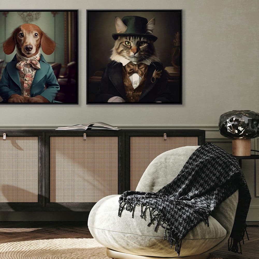 Paragon Charming Cat / Charming Dog by Lazar 1 Piece Framed Giclee ...