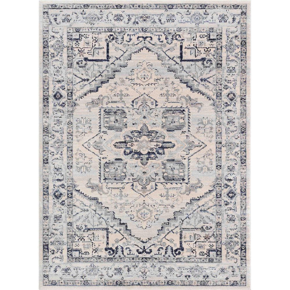 Well Woven Omaha Camilla Farmhouse, Oriental, Distressed, Ivory Blue 9 ...