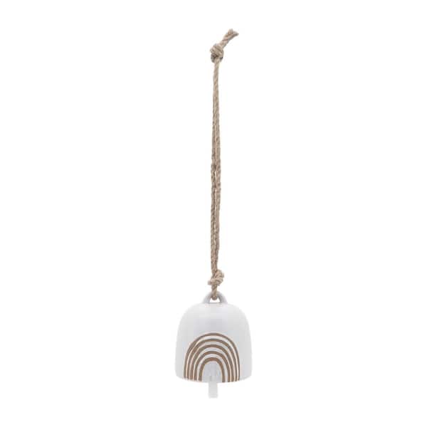 Liv & Skye 4 in. Beige Ceramic Hanging Bell Rainbow with Textured ...