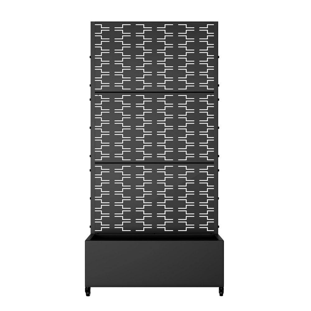 35 in. x 16 in. x 12 in. Black Steel Brick Shapes Outdoor Planting Box ...