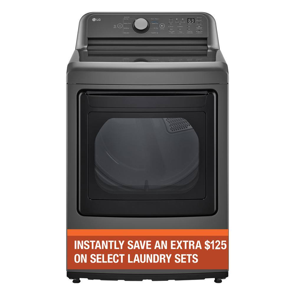 LG 7.3 cu. ft. Vented Electric Dryer in Middle Black with Sensor Dry ...