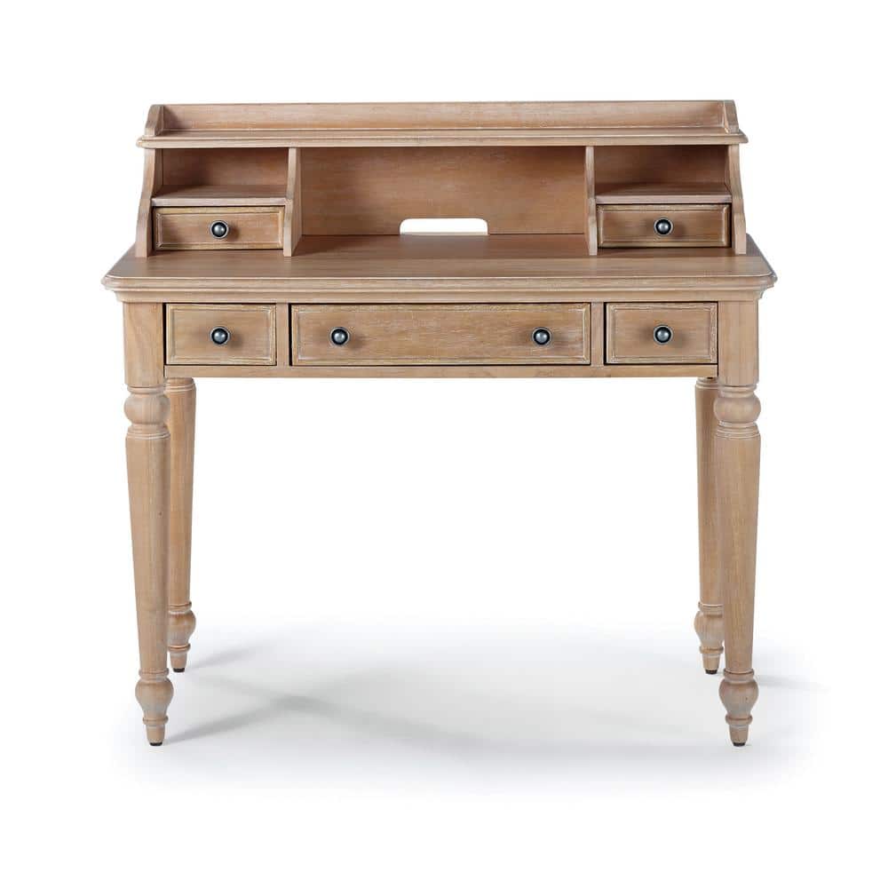 HOMESTYLES Cambridge 42 in. Whitewashed Natural Student Desk with Hutch ...