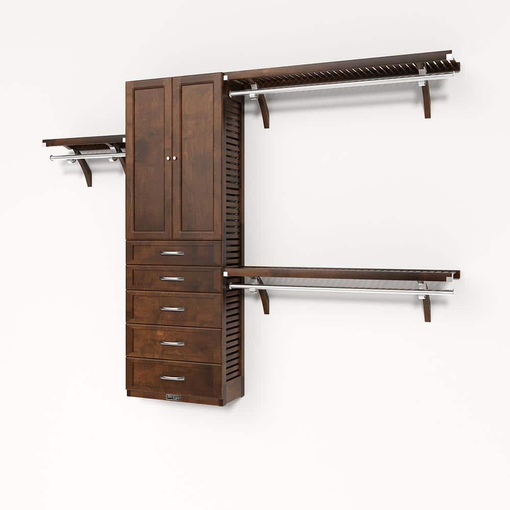 John Louis Home 72 in. W - 120 in. W Chestnut Reach in with 5 Shaker ...