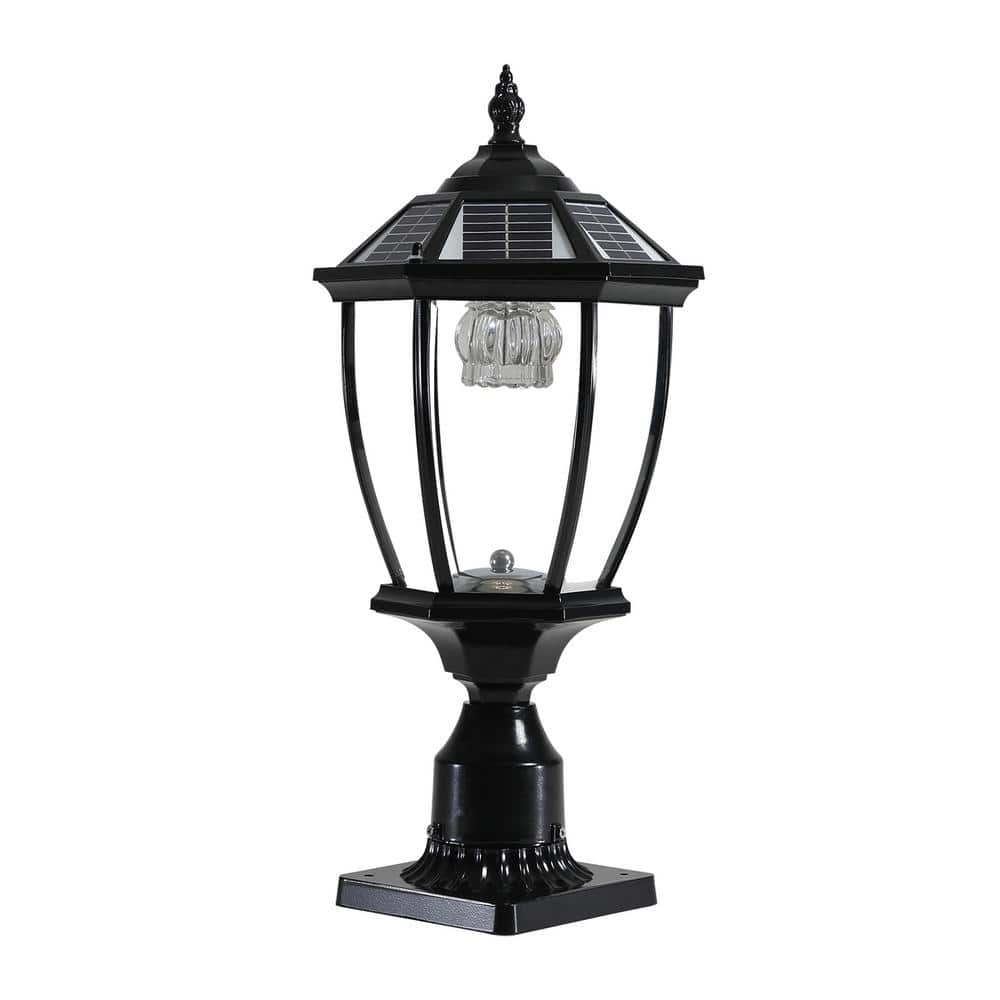Logmey Outdoor Solar Black Lantern Motion Sensing LED 6 x 6 Deck Post ...