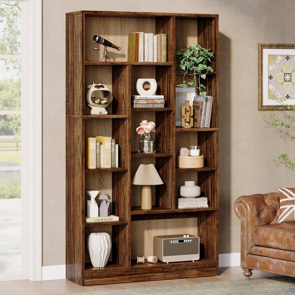 BYBLIGHT 70.8 in. Tall Rustic Brown Engineered Wood with 13-Shelf ...