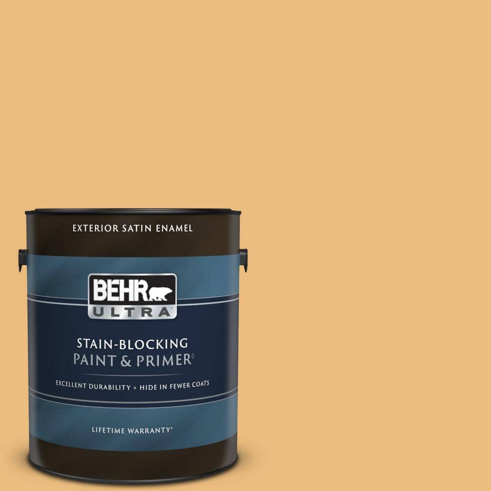 BEHR ULTRA 1 gal. #310D-4 Gold Buff Satin Enamel Exterior Paint ...