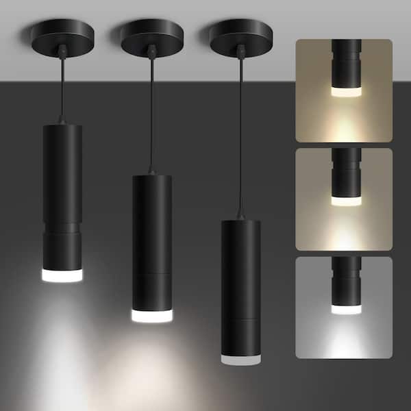 Modern 20-Watt 3 of Lights Matt Black Pendant Design integrated LED ...