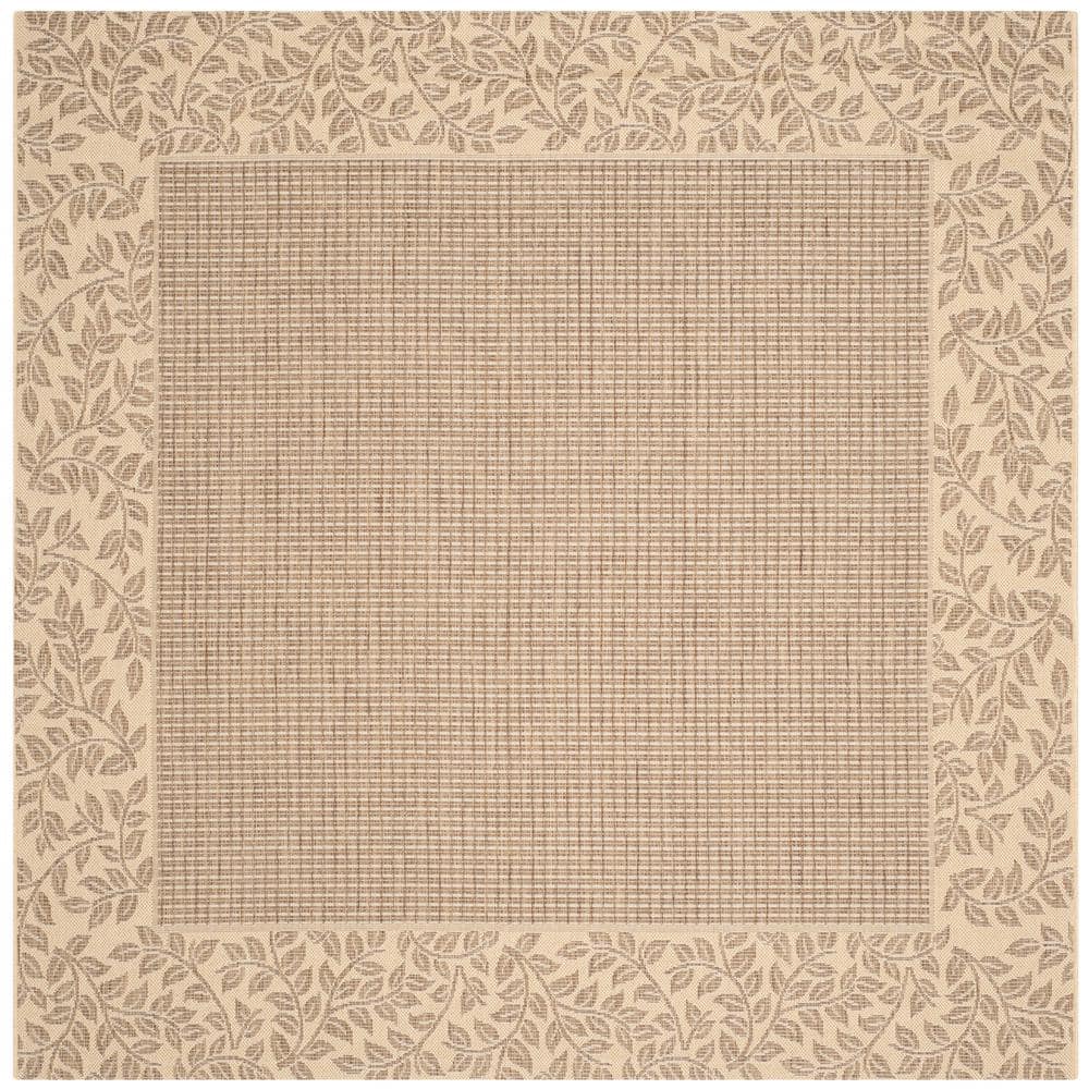 SAFAVIEH Courtyard Brown/Natural 7 ft. x 7 ft. Square Border Indoor ...