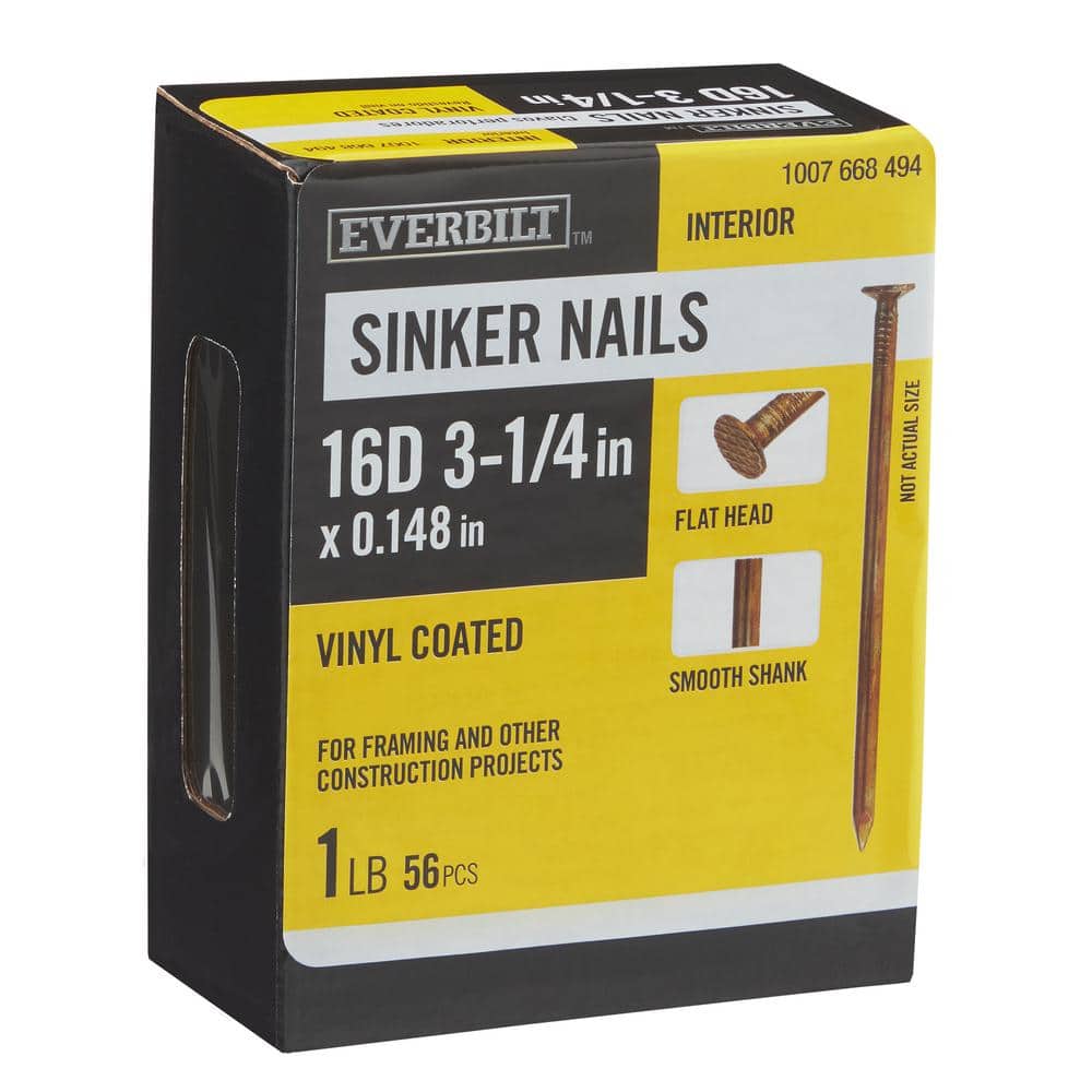 16 Penny Nail Everbilt 3-1/4 In. X 16D Vinyl Coated Sinker Non-Collated ...