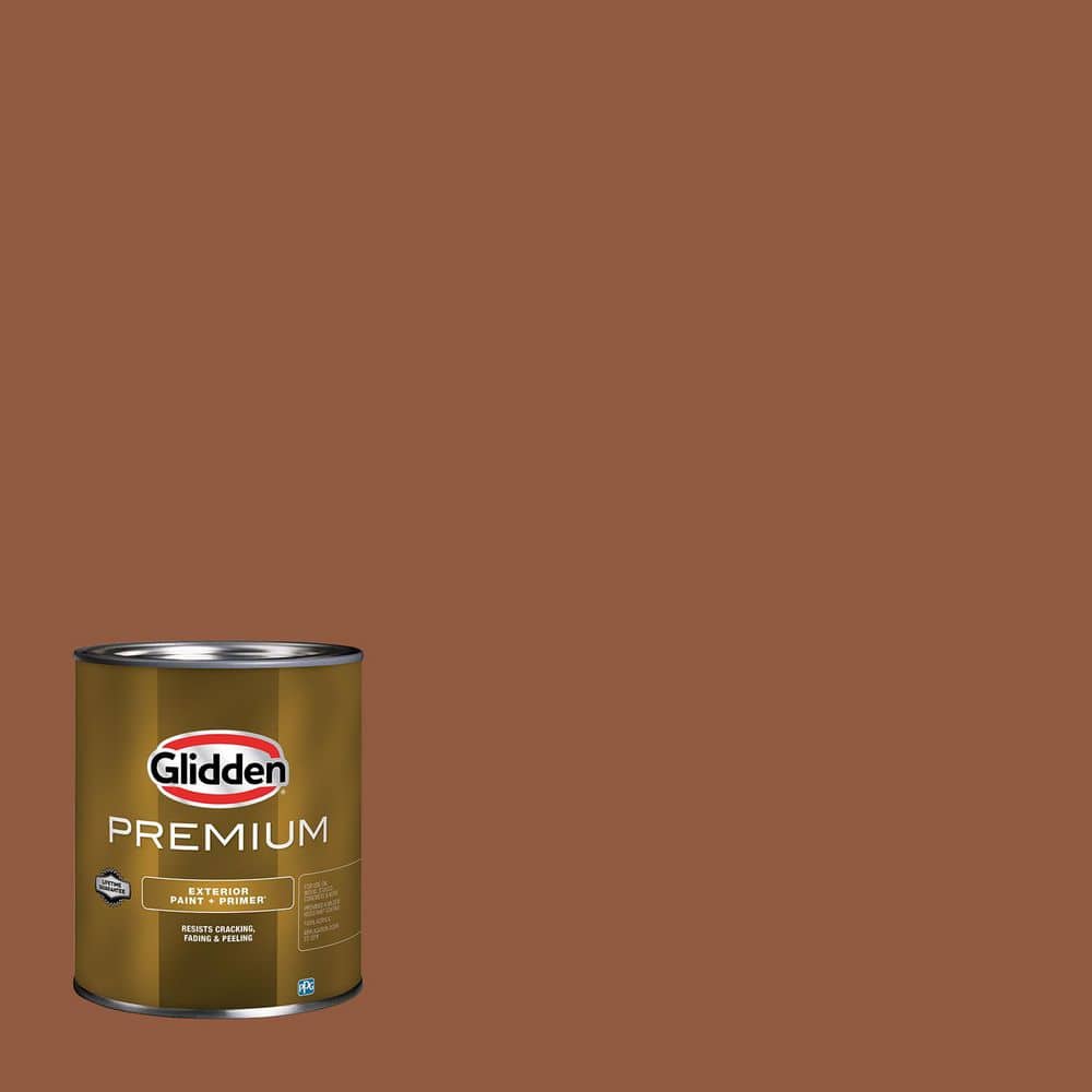 Glidden Premium 1 qt. PPG1068-7 Spiced Cider Satin Exterior Latex Paint ...