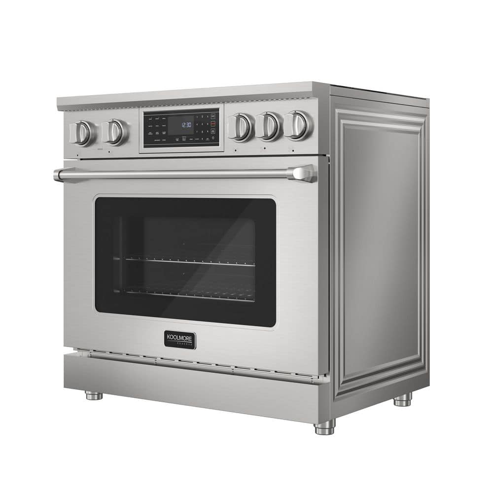 Koolmore Reserve 36 in. 6 Cu. Ft. Professional Induction Electric Oven Range, Glass Cooktop, 240 ...
