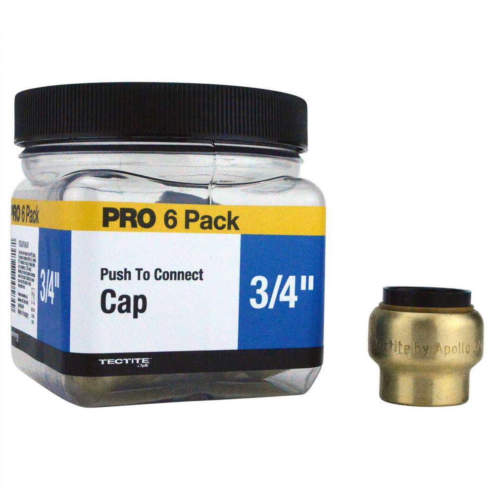 Tectite 3/4 in. Brass Push-To-Connect Cap Pro Pack (6-Pack) FSBCAP346JR ...