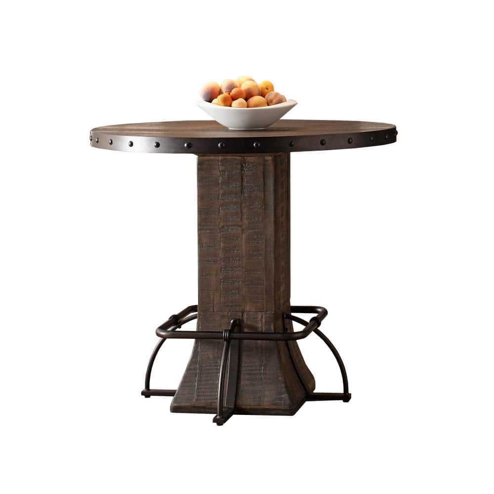 Hillsdale Furniture Jennings Rustic Walnut Wood 40 in. Round Pedestal ...