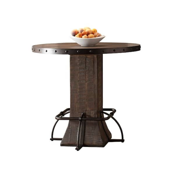 Hillsdale Furniture Jennings Rustic Walnut Wood 40 in. Round Pedestal ...