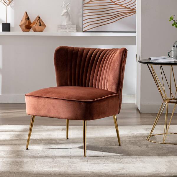 Westin Furniture 25 Wide Channel Tufted Velvet Accent Chair Brown