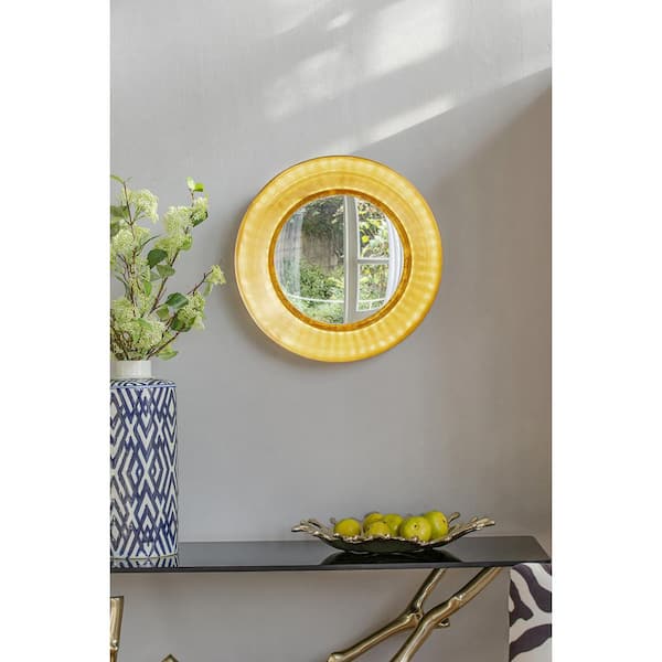 Tatahance Gold 18.7 in W x 18.7 in. H Round Metal Framed Wall Accent ...