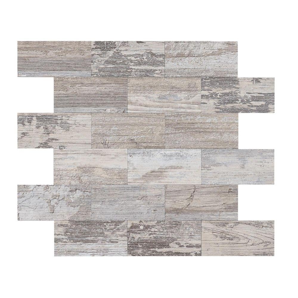 Reviews for Gray 11.6 in. x 11.4 in. x 0.12 in. Stone PVC Mixed Metal ...