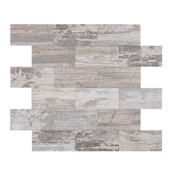 Reviews for Gray 11.6 in. x 11.4 in. x 0.12 in. Stone PVC Mixed Metal ...