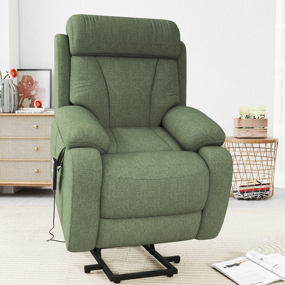 Boyel Living Dark Green Snowflake Velvet Power Lift Recliner Chair with ...