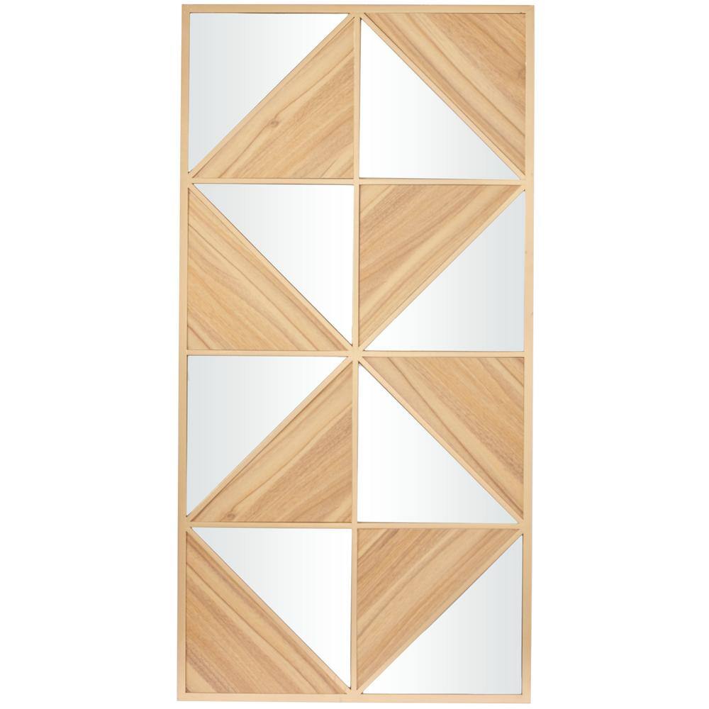 Novogratz Wood Light Brown Triangle Mirrored Geometric Wall Decor ...