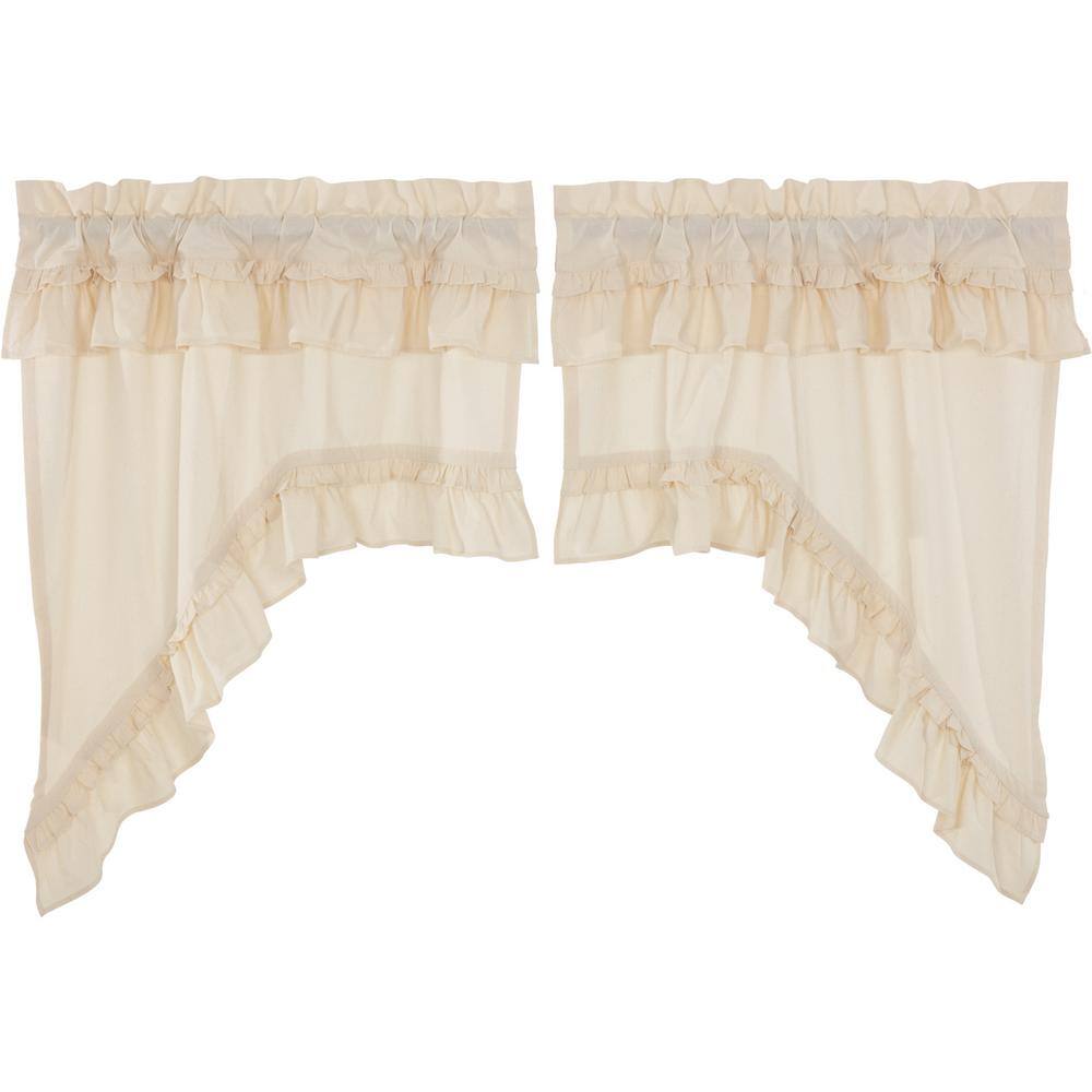VHC BRANDS Muslin Ruffled 36 in. W x 36 in. L Cotton Light Filtering ...