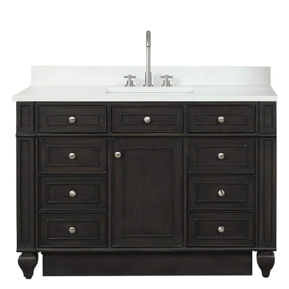 Design Element Winston 48 in. W x 22 in. D Bath Vanity in Walnut with ...