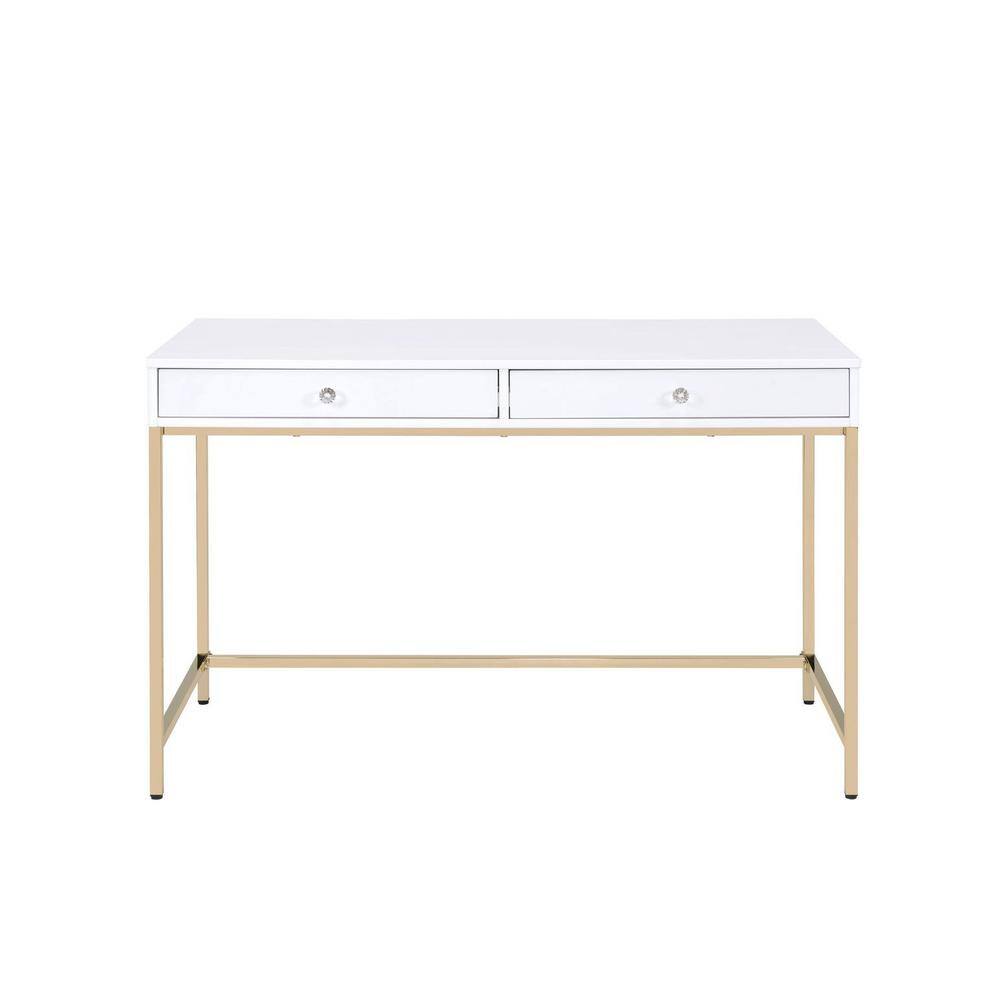 Aoibox 47 in. Rectangular White Contemporary Wood Writing Desk High ...
