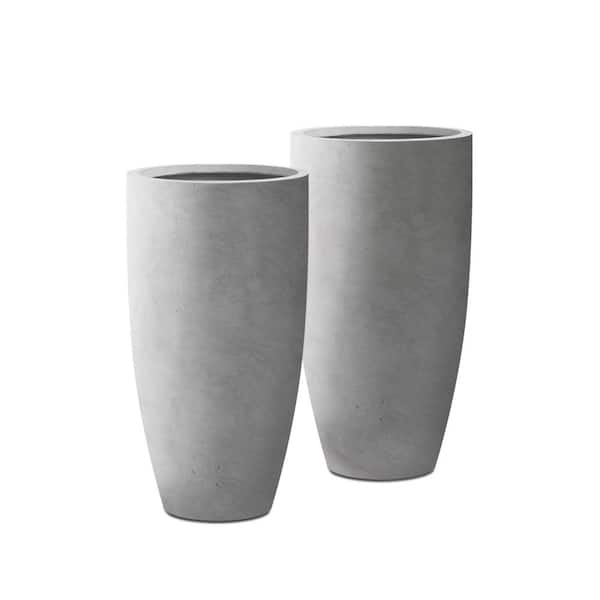 KANTE 24 in. Tall Concrete Planters Set of 2, Indoor/Outdoor Modern ...