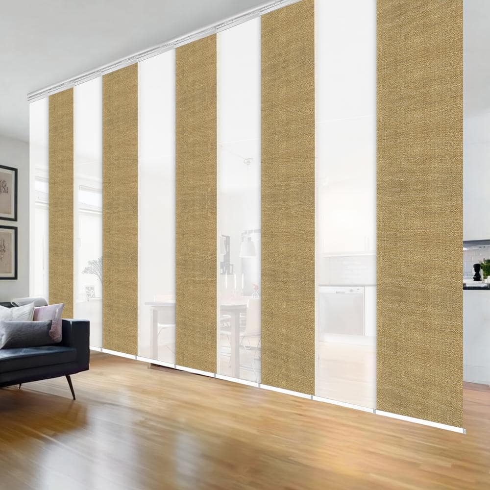 EMOH Silken Desert 120 in. - 218 in. W x 94 in. L Adjustable 10-Panel White Double Rail Panel ...