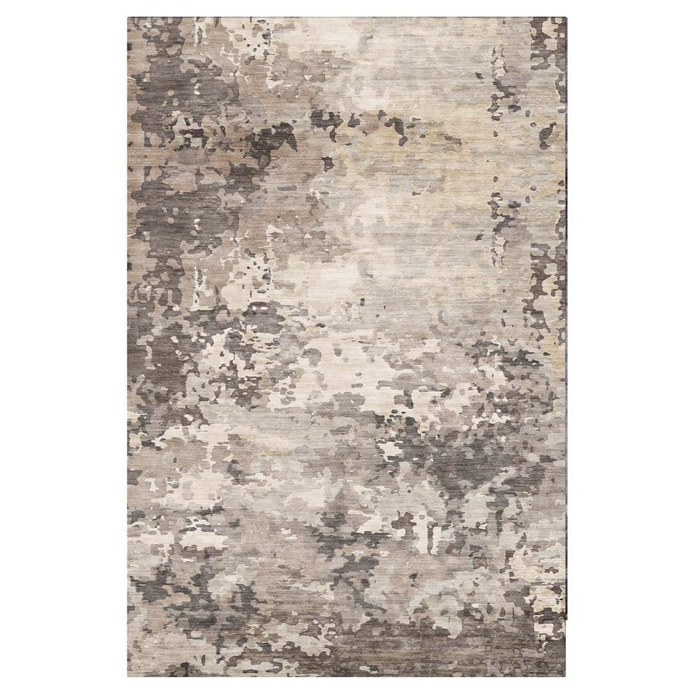 Gertmenian Crystal Print Kaori Beige 5 ft. x 7 ft. Abstract Digitally ...