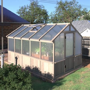 VEIKOUS 6 ft. x 10 ft. Cedar Wood Outdoor Garden Plant Greenhouse with ...