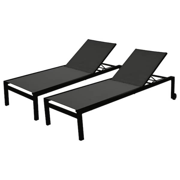 Infinity Set of 2 Outdoor Lounge Chairs with Wheels MCLX2BK - The Home ...