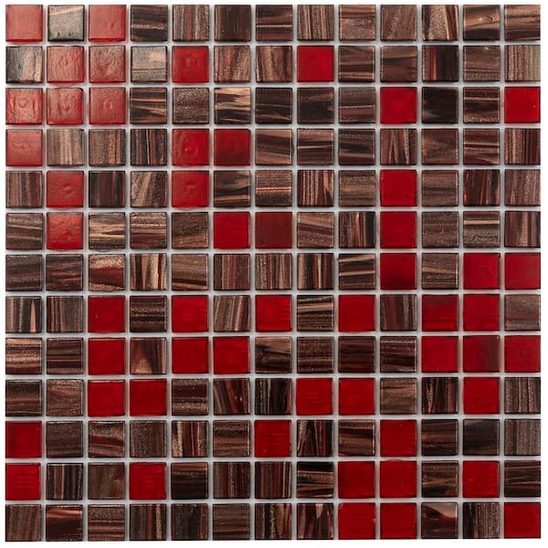 Apollo Tile Mingles 4" x 6" Glossy Berry Red Glass Mosaic Uniform ...