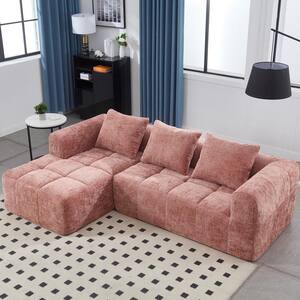 HOMEFUN 108 in. Square Arm 4-Piece L Shaped Chenille Modular Sectional ...