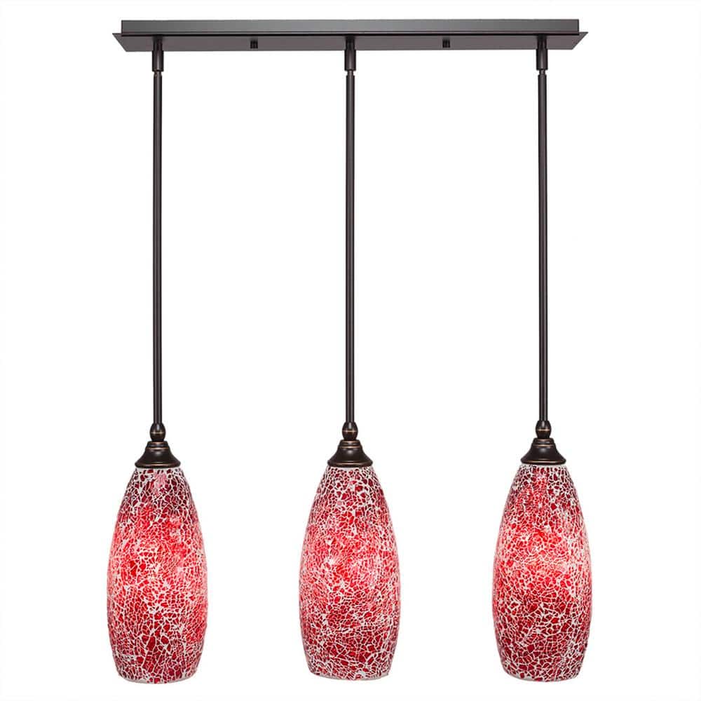 Livingston 100-Watt 3 Light Dark Granite Linear Pendant Light with 5.5 ...