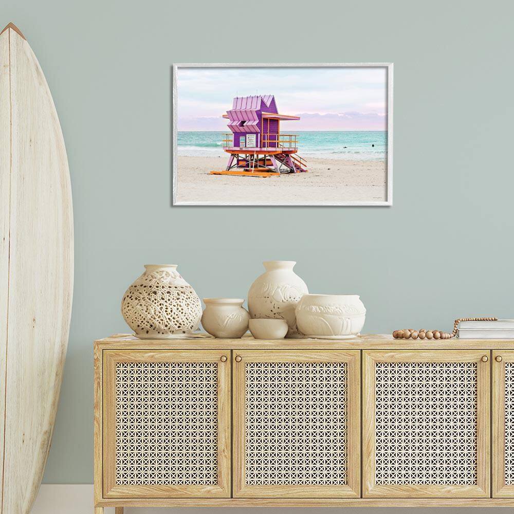 Stupell Industries Purple Lifeguard Building by 7 Trees Design White ...