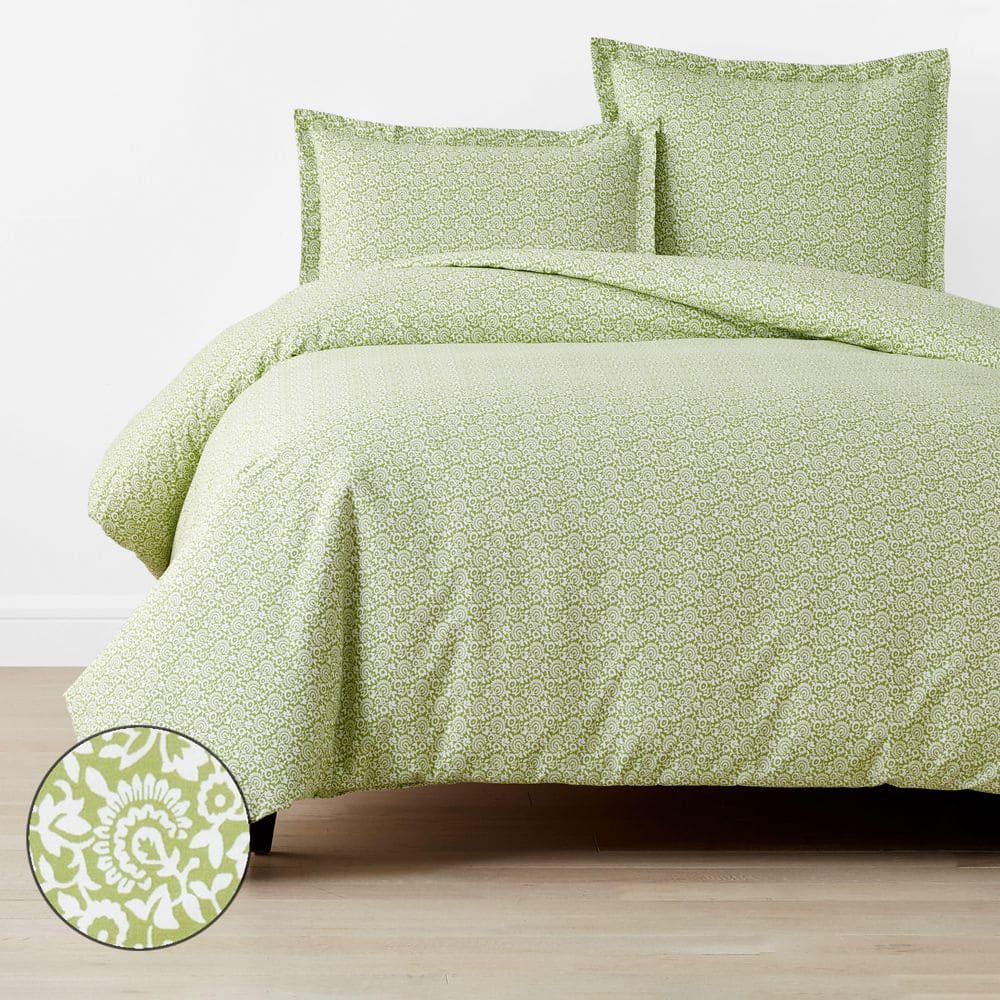 The Company Store Company Cotton Mini Garden Floral Lime Green Full ...