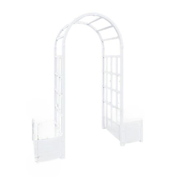 40 in. x 86 in. No Dig Vinyl Arbor with Planter Box and Trellis for ...