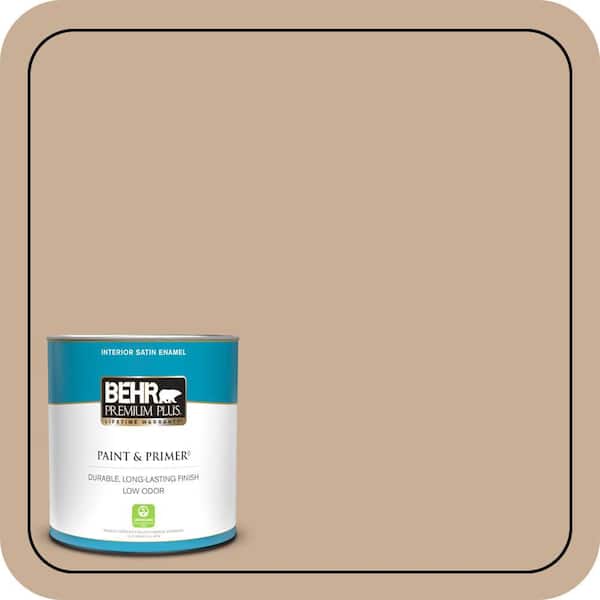 BEHR PREMIUM PLUS 1 qt. #280E-3 Toasted Wheat Satin Enamel Low Odor ...
