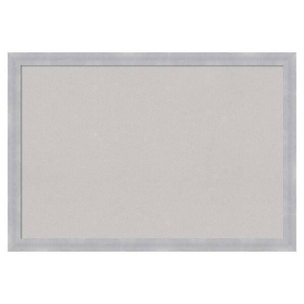 Amanti Art Grace Brushed Nickel Narrow Framed Grey Corkboard 26 in. x ...