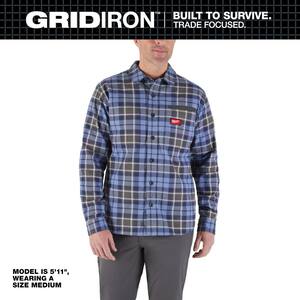 Milwaukee Men's Large Gray GRIDIRON Flannel Shirt M551G-L - The Home Depot