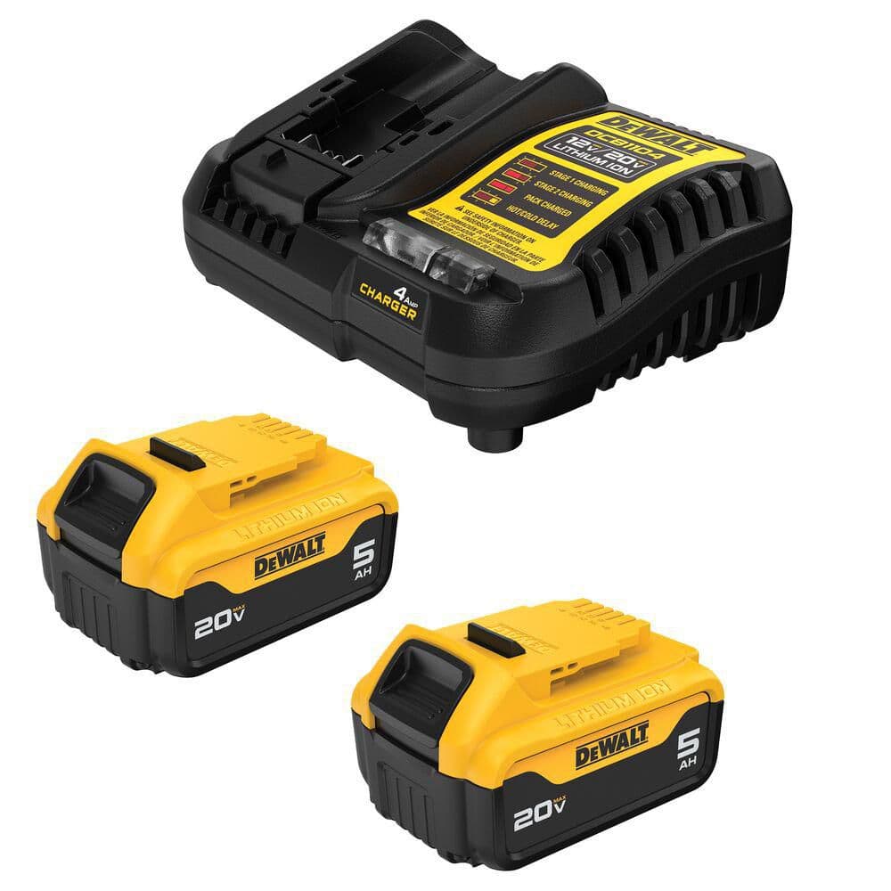 DEWALT 20V MAX Lithium-Ion Battery Starter Kit with 5.0 Ah Batteries (2 ...
