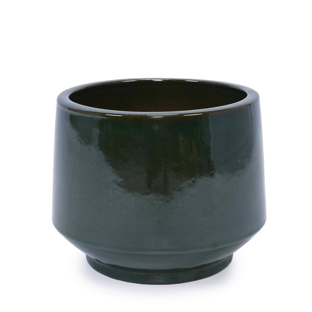 Set of 3 Modern Antique Green Ceramic Flowerpot, Planter for Patio ...