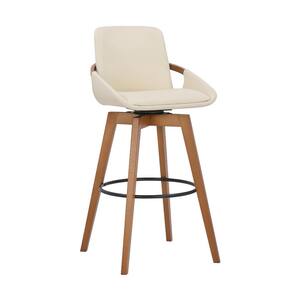 Armen Living Shelly Walnut Wood Contemporary 30 in. Bar Height Swivel ...