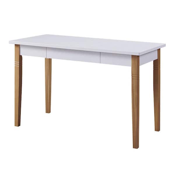 ANGELES HOME 47.63 in. Retangular White 1-Drawer Writing Desk with ...