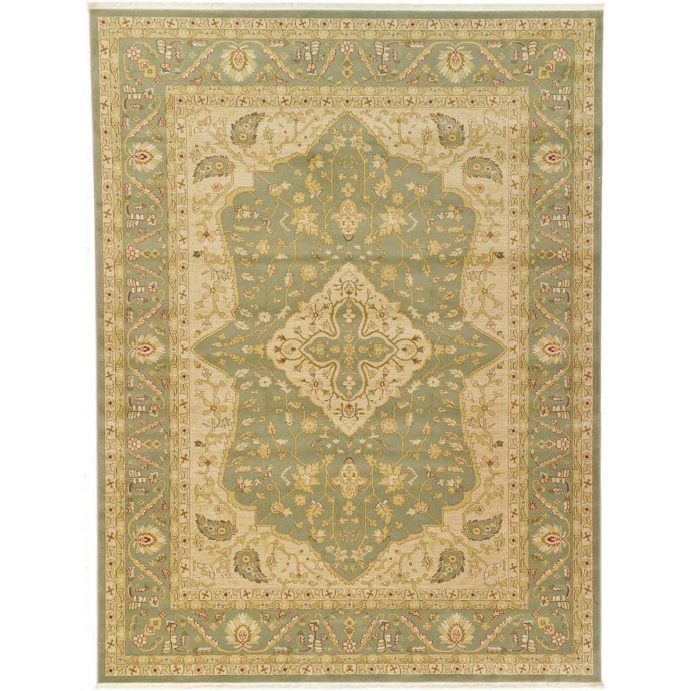 Unique Loom Edinburgh Daisy Light Green 9' 0 x 12' 0 Area Rug 3117879 ...