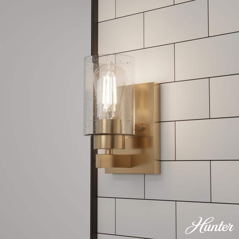 Hunter Hartland 1-Light Alturas Gold Wall Sconce with Clear Seeded ...