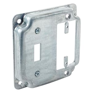 Southwire 4 in. W Steel Metallic 2-Gang Exposed Work Square Cover (1) Toggle/(1) Duplex, Raised ...