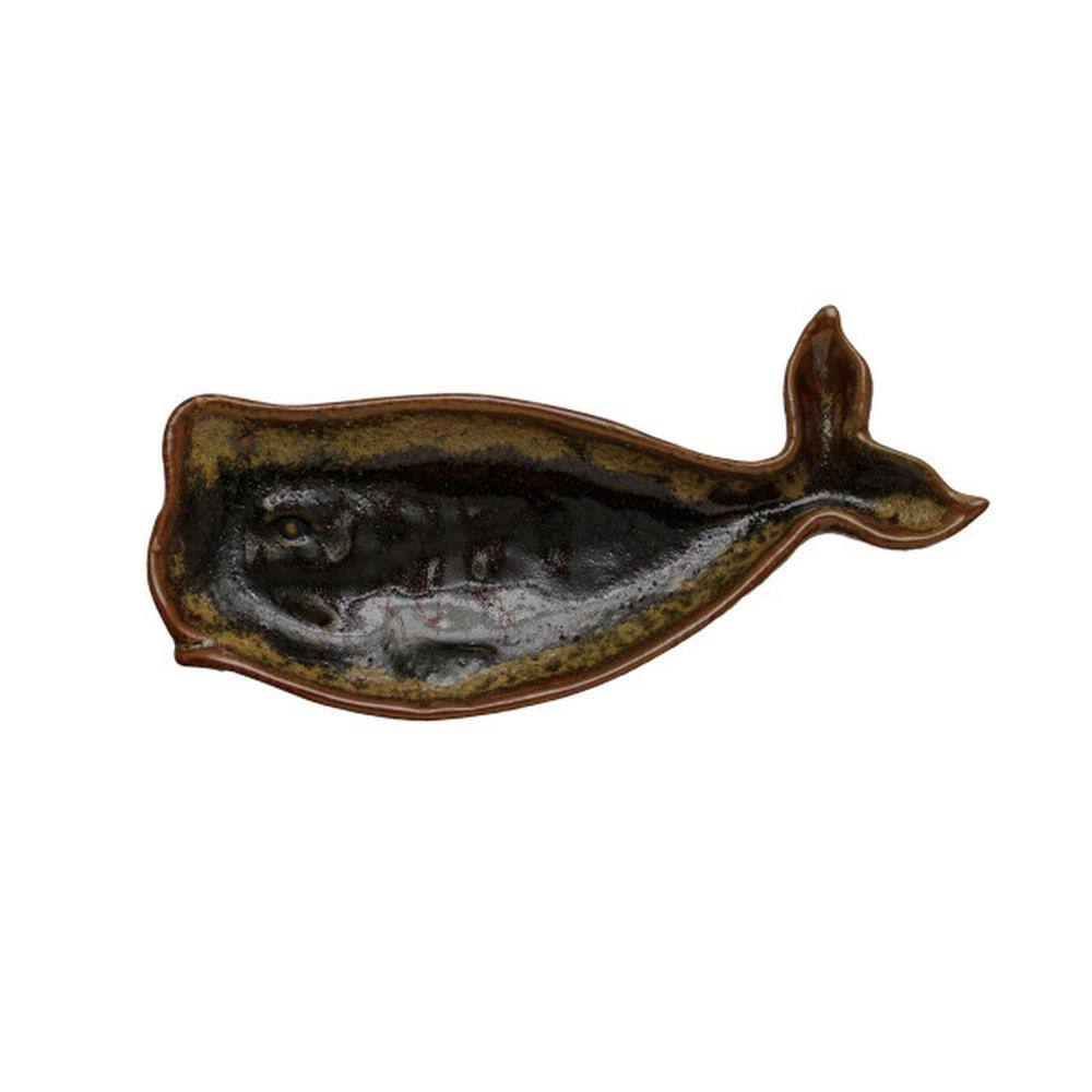 Storied Home Blue Reactive Glaze Stoneware Whale Plate (Set of 4 ...