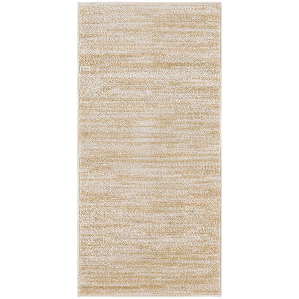 Nourison Essentials doormat 2 ft. x 4 ft. Ivory Gold Abstract ...